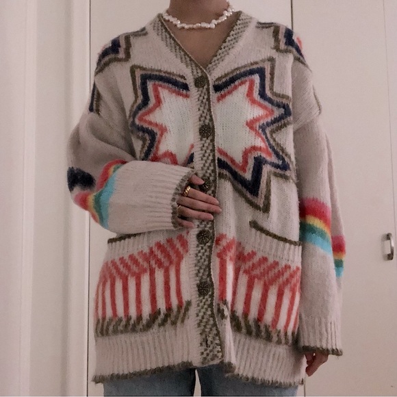 Sweaters | Cashmere And Wool Hand Knit Colourful Cardigan Sweater ...